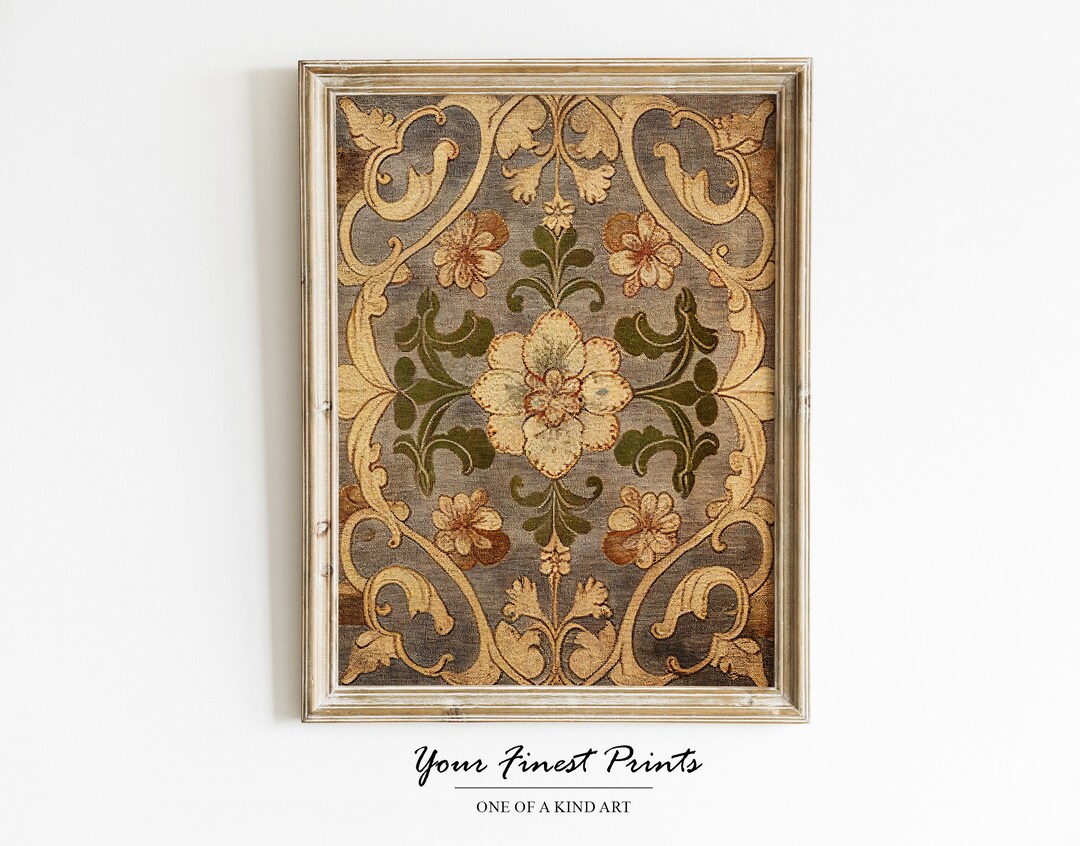 Vintage Textile Art Rug Pattern Print Tapestry Antique Farmhouse Print ...
