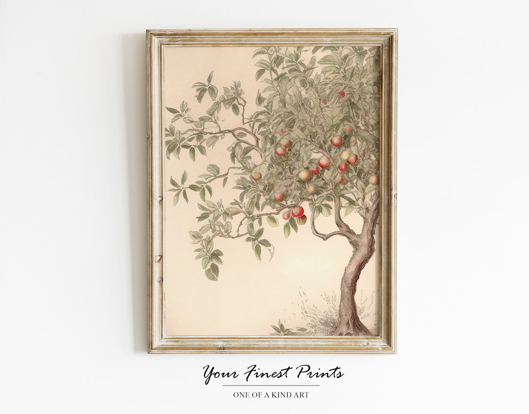 Vintage Apple Tree Print | Antique | Rustic | Neutral | Kitchen Art ...