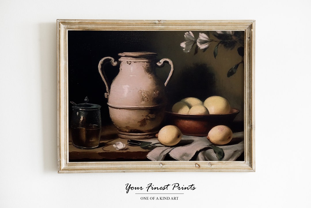 Vintage Kitchen Still Life Painting | Farmhouse Print | Oil Painting ...