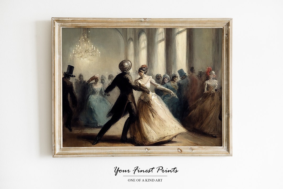 Vintage Masquerade Ball Painting | Antique Living Room Art Print ...