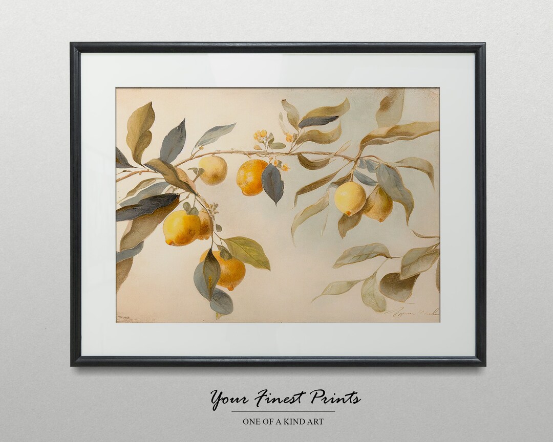 Vintage Lemon Tree Print | Antique | Rustic | Neutral | Kitchen Art ...