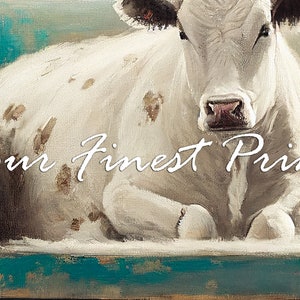 Vintage Cow Print Neutral Country Wall Art Cow Art Rustic Farmhouse Decor Antique Farmhouse Oil ...