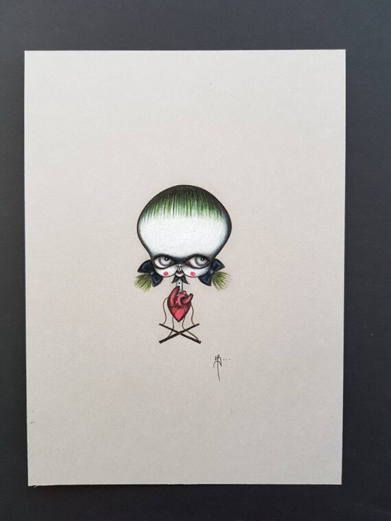 Puppet Illustration Original Art unframed Doll Art Dark - Etsy