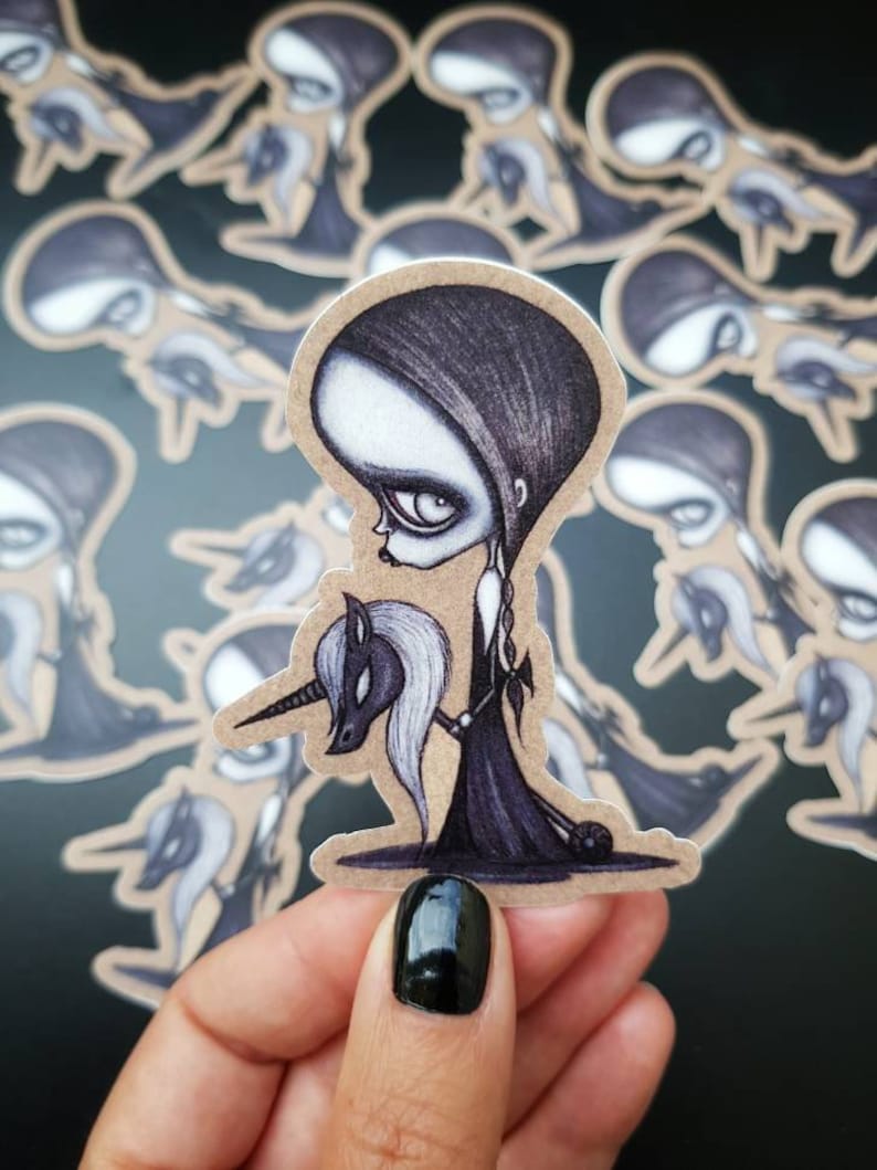 Wednesday Addams Vinyl Sticker Unicorn Sticker Horror Movie - Etsy