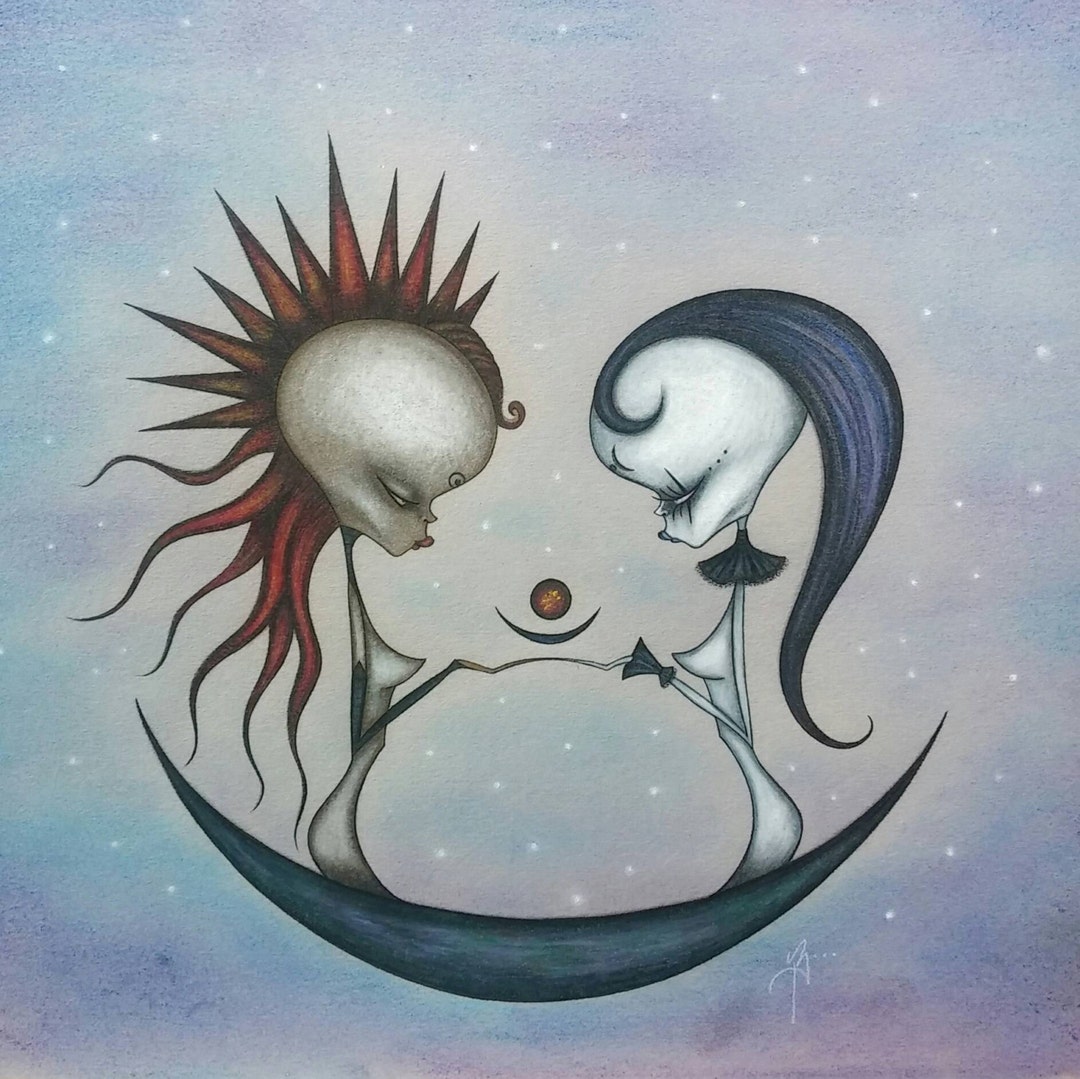 Eclipse Art Print - Hand Embelished Giclee Fine Art Print - A4 - Moon ...