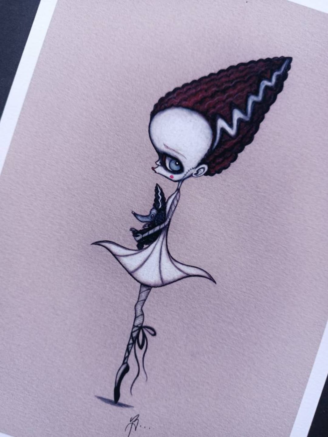 Bride of Frankenstein Print- Creepy Cute Art- Classic Horror Art ...