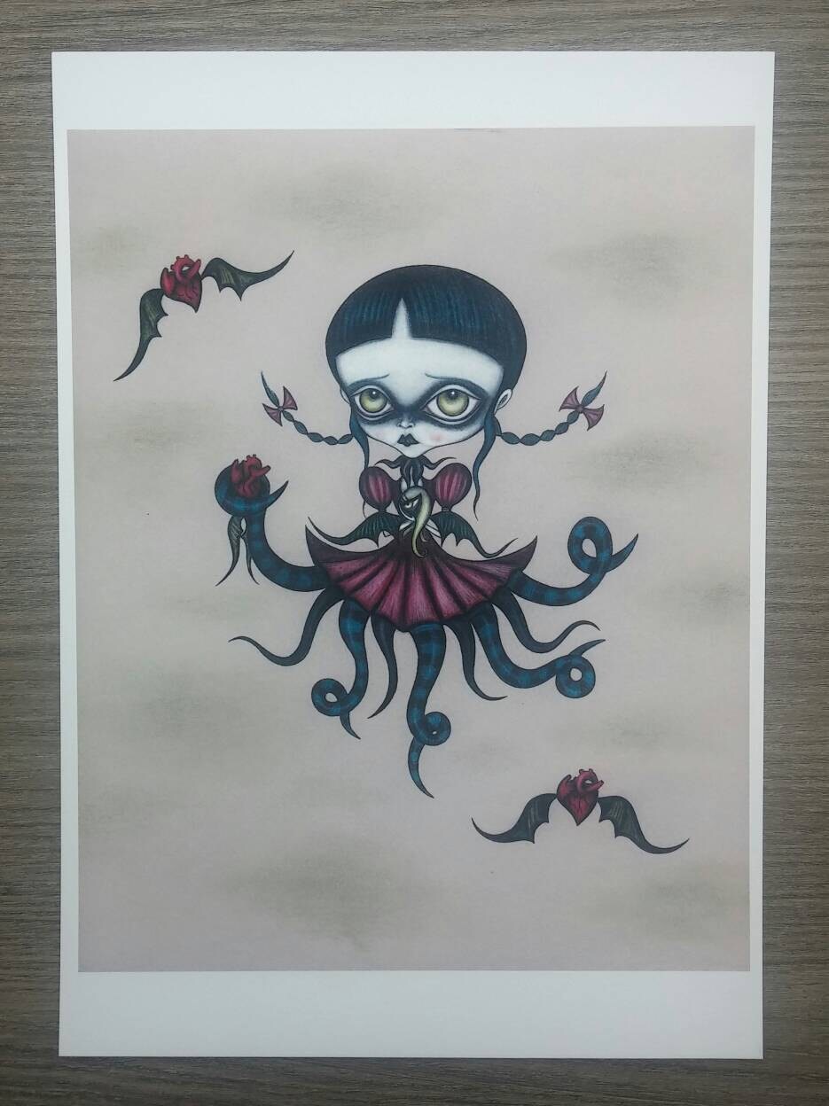 My Little Chtulhu - Hand Embelished Giclee Fine Art Print A4 ...