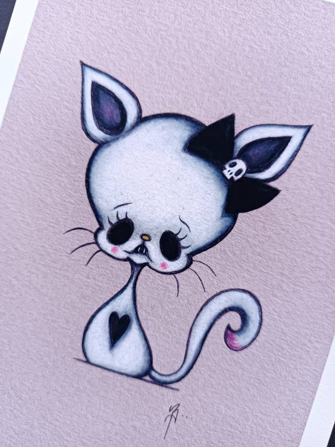 Hell O Kitty Print Creepy Cute Art Cat Art Monster Art Spooky Wall ...