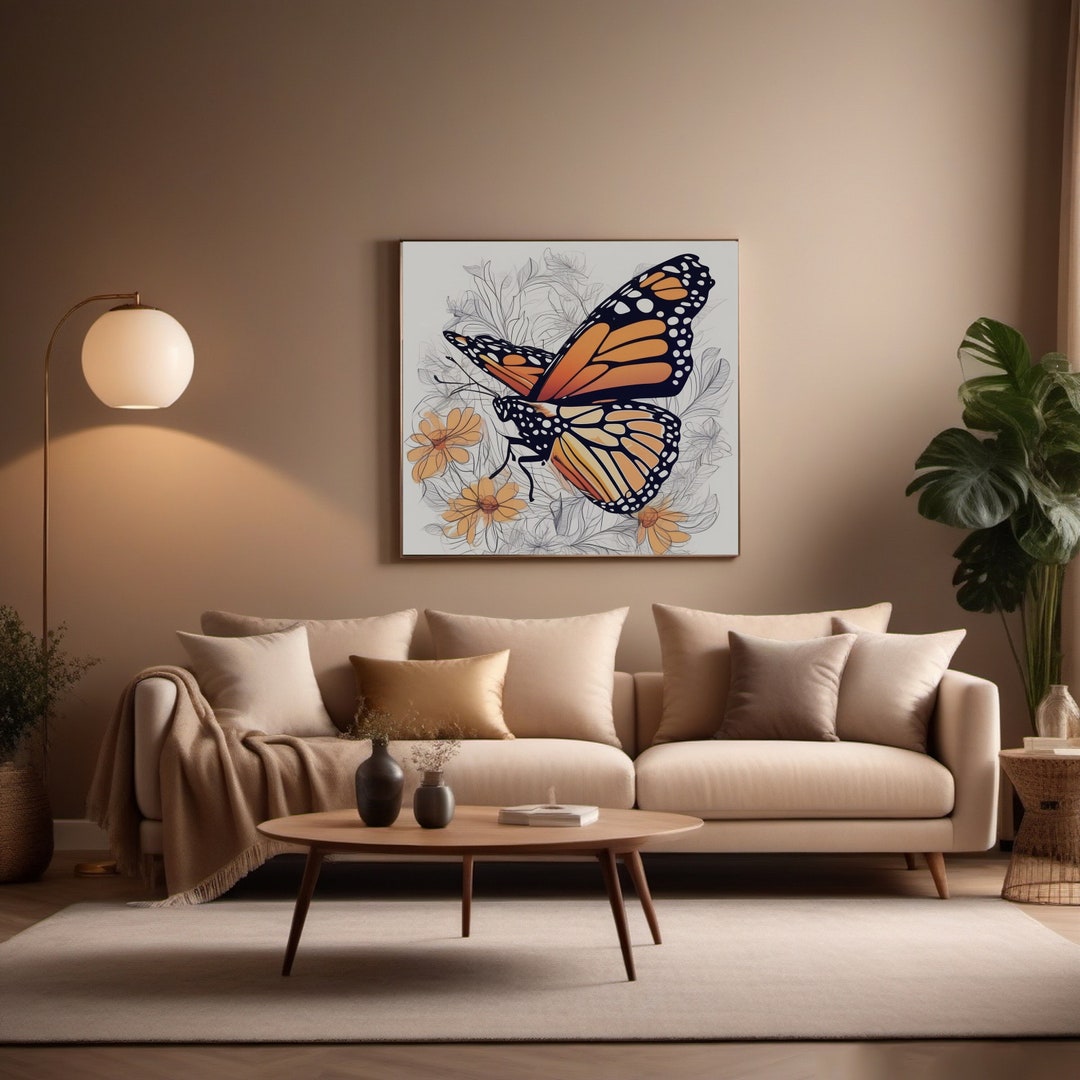 Large Butterfly Wall Art Butterfly Canvas Print Wall Hanging Giant Wall ...