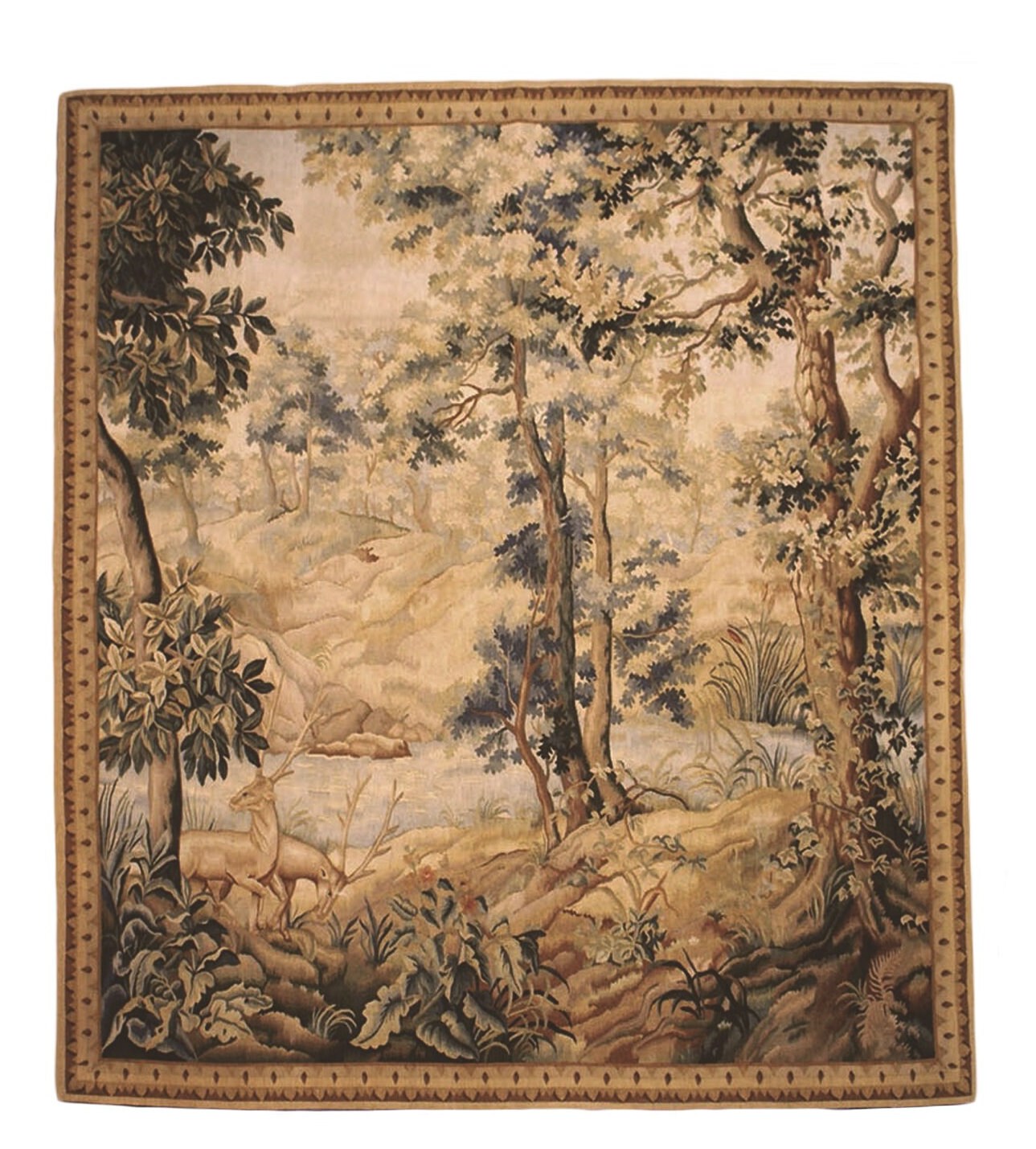 Hand Woven Vintage Aubusson Tapestry | Verdure Tapestry | French ...