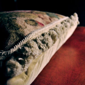 Vintage Needlepoint Throw Pillow Cover Cabbage Rose Victorian Style ...