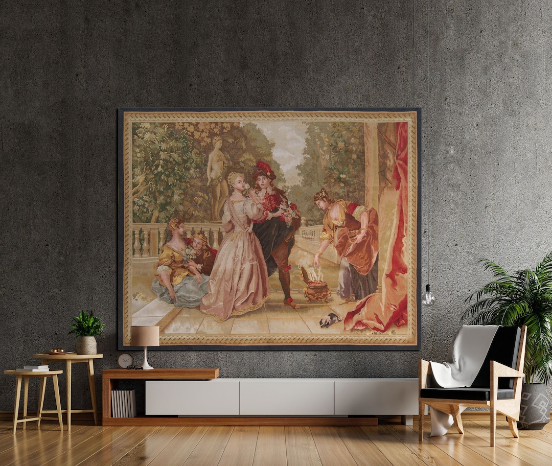 Handwoven Wool Aubusson Tapestry Wall Hanging Rug Classical Wall Decor ...
