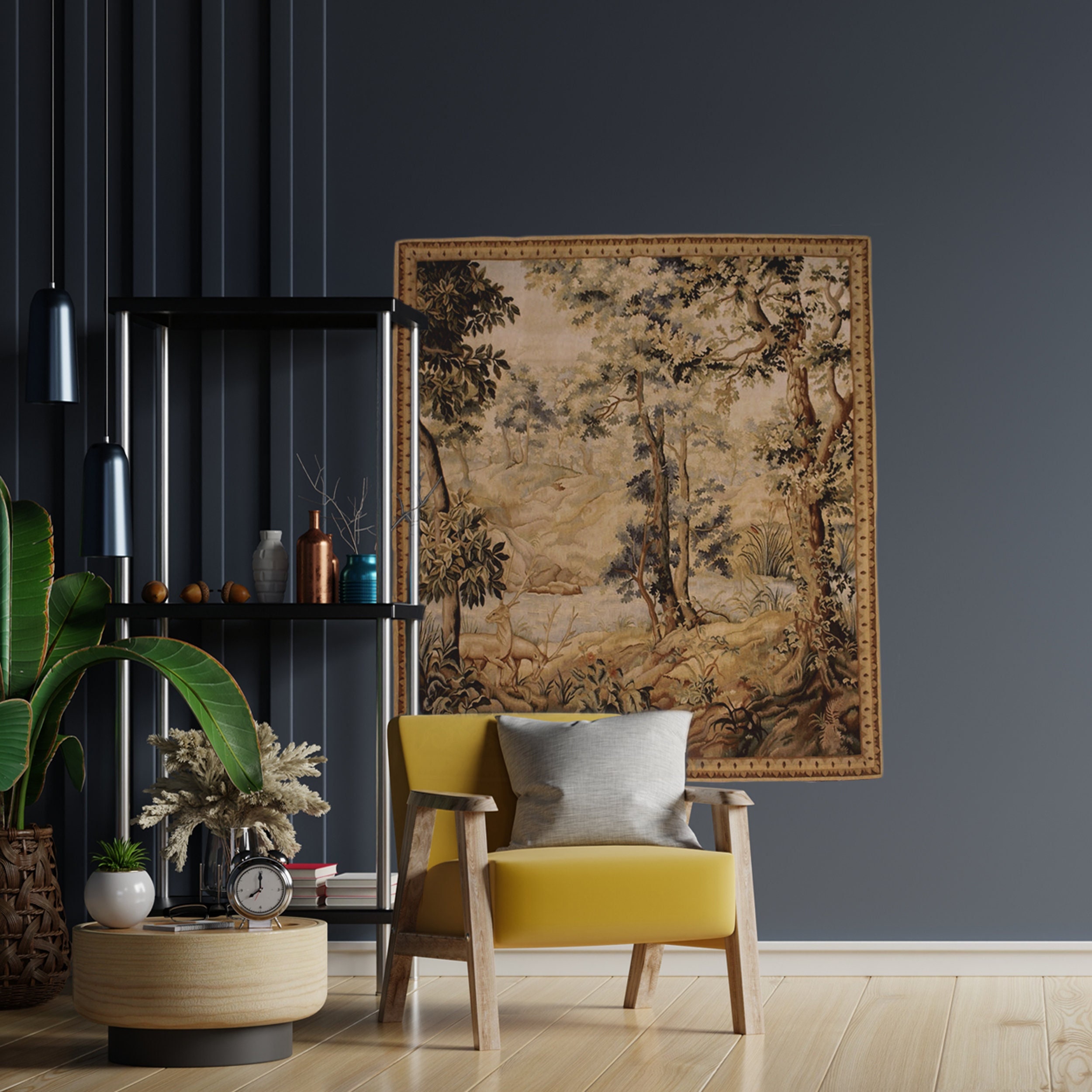 Hand Woven Vintage Aubusson Tapestry | Verdure Tapestry | French ...