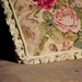 Vintage Needlepoint Throw Pillow Cover Cabbage Rose Victorian Style ...