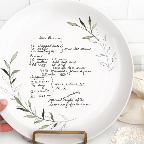 Recipe on Platter Recipe Plate Handwritten Gift Family - Etsy