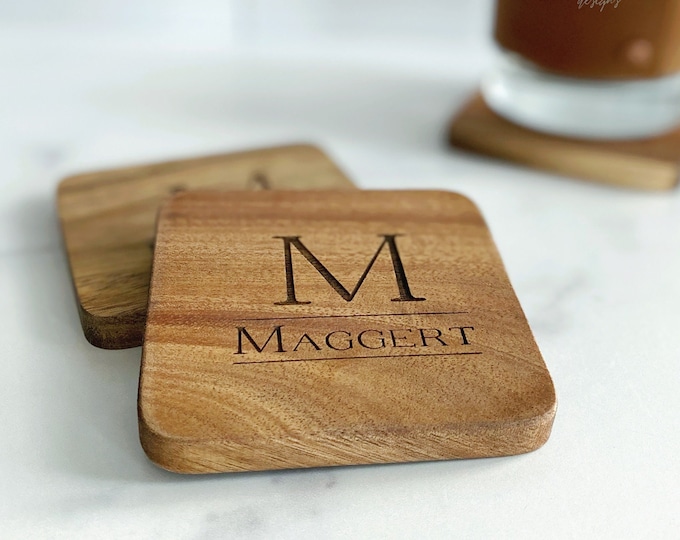 Personalized Coaster Gift Set Logo Coaster Wooden Coaster - Etsy