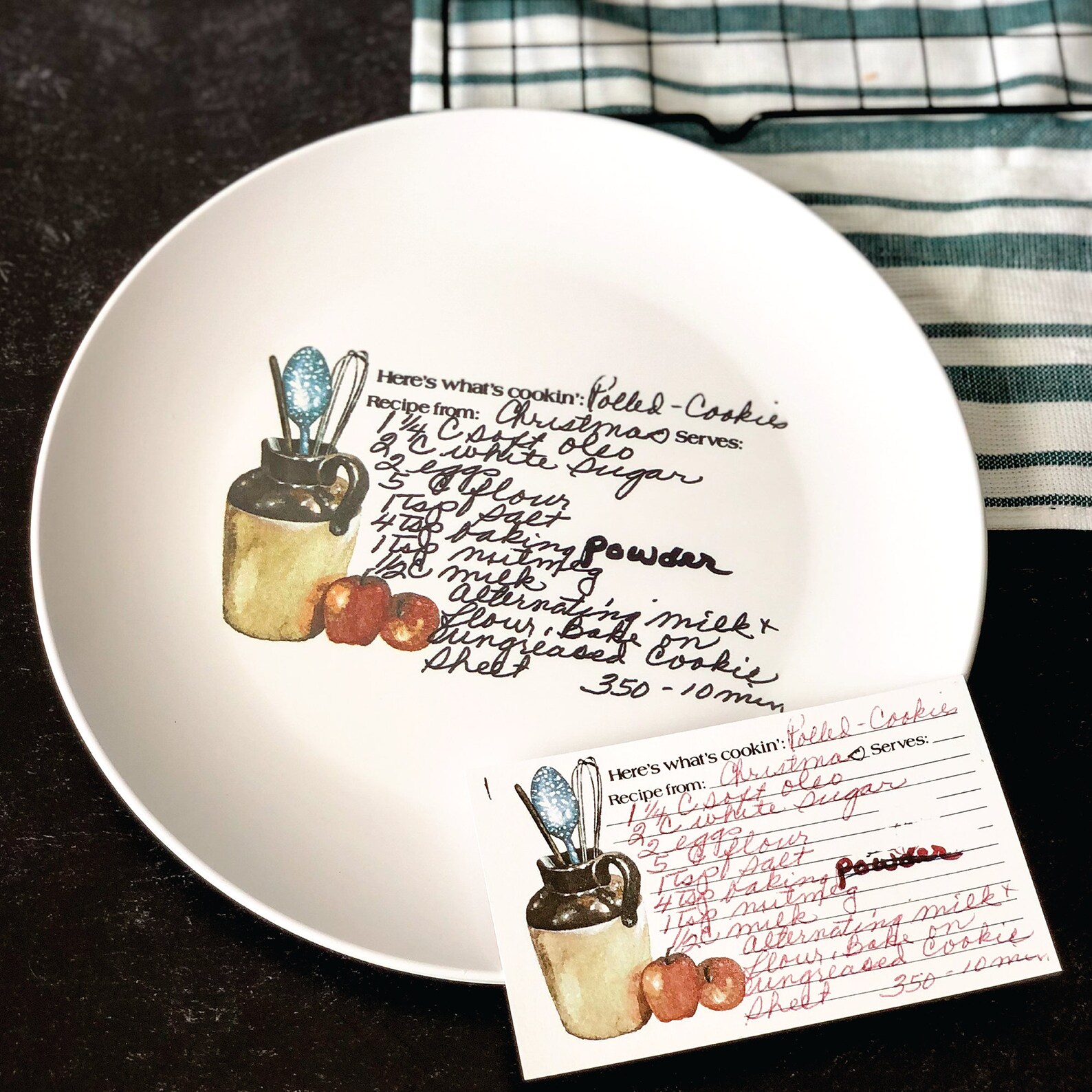 Handwritten Recipe on Plate - Custom Platter With Your Family Recipe ...