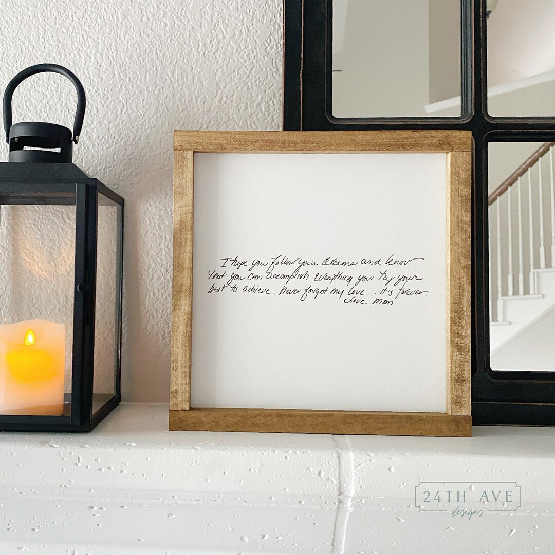Framed Handwriting Gift, Handwriting Engraved and Framed, Memorial Gift ...