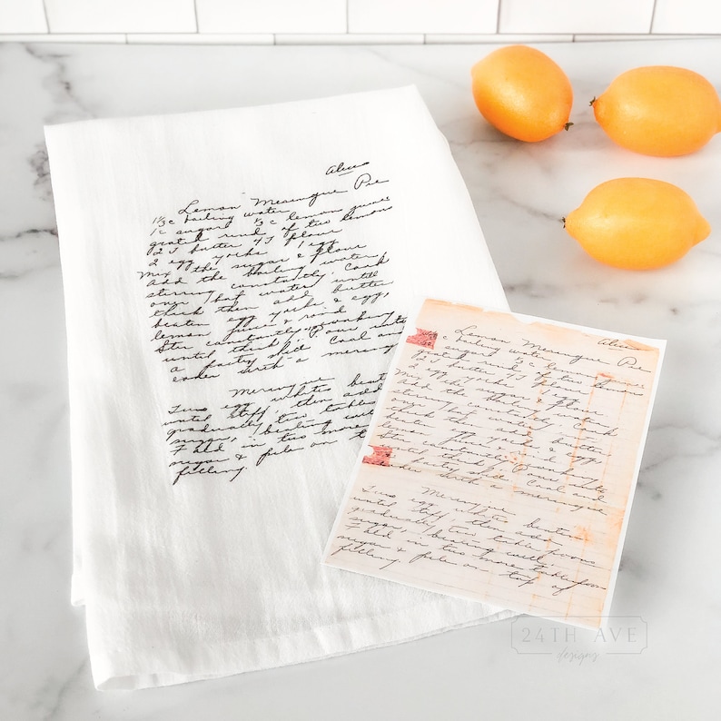Family Recipe Tea Towel - Dish Towel - Handwritten Gift (flour Sack Tea ...