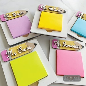 Teacher Post It Note Holder With Note Pad, Personalized Post It ...