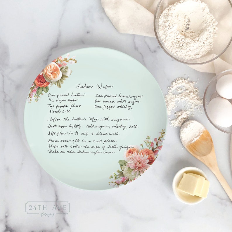 Handwritten Recipe Plate Floral Plate With Recipe Family - Etsy