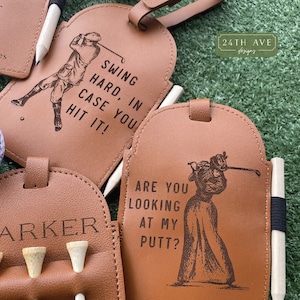 Custom Golf Bag Tag With Tees and Pencil - Golf Bag Tag Tee Holder ...
