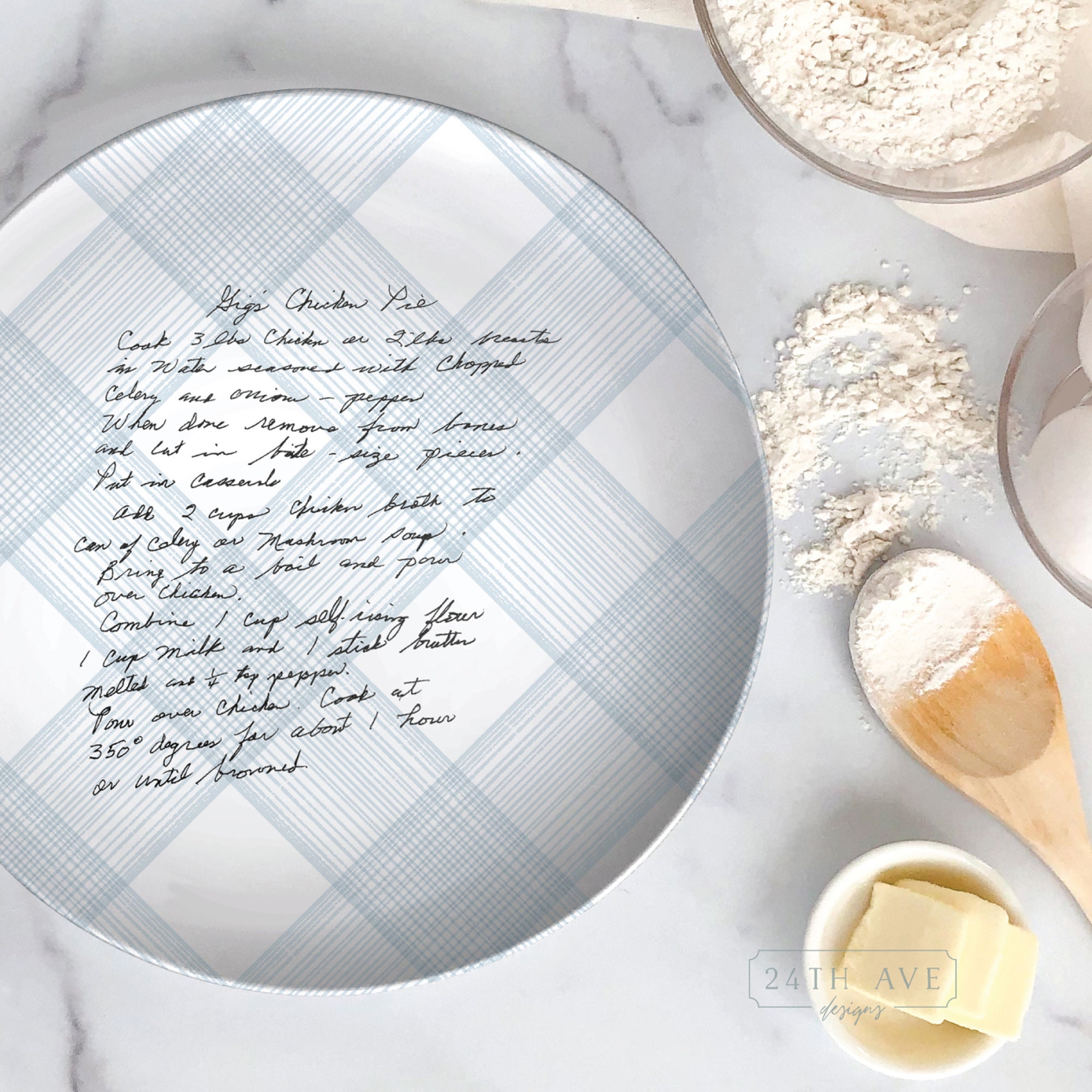 Handwritten Recipe Plate Recipe Plate With Blue Plaid Print - Etsy