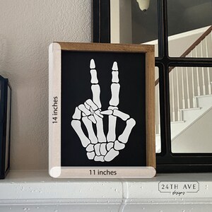 Skeleton Peace Sign, 3D Halloween Sign, Halloween Decor, Black and ...