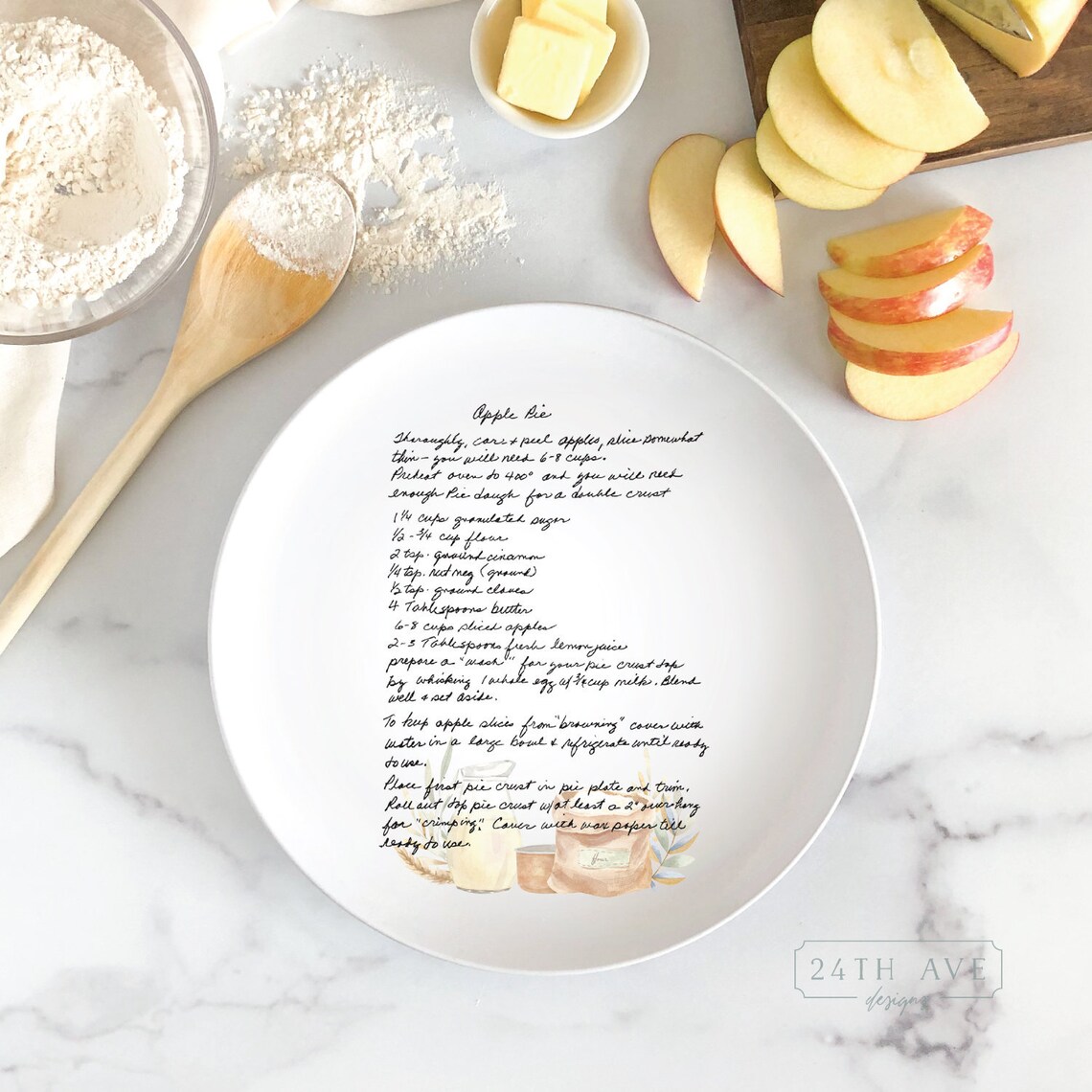 Handwritten Recipe Plate - Recipe Plate With Watercolor Ingredient ...