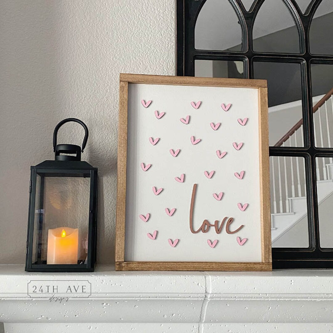 Valentine's Day Sign, Hearts and Love Sign, Valentine's Day Decor, 16 X ...