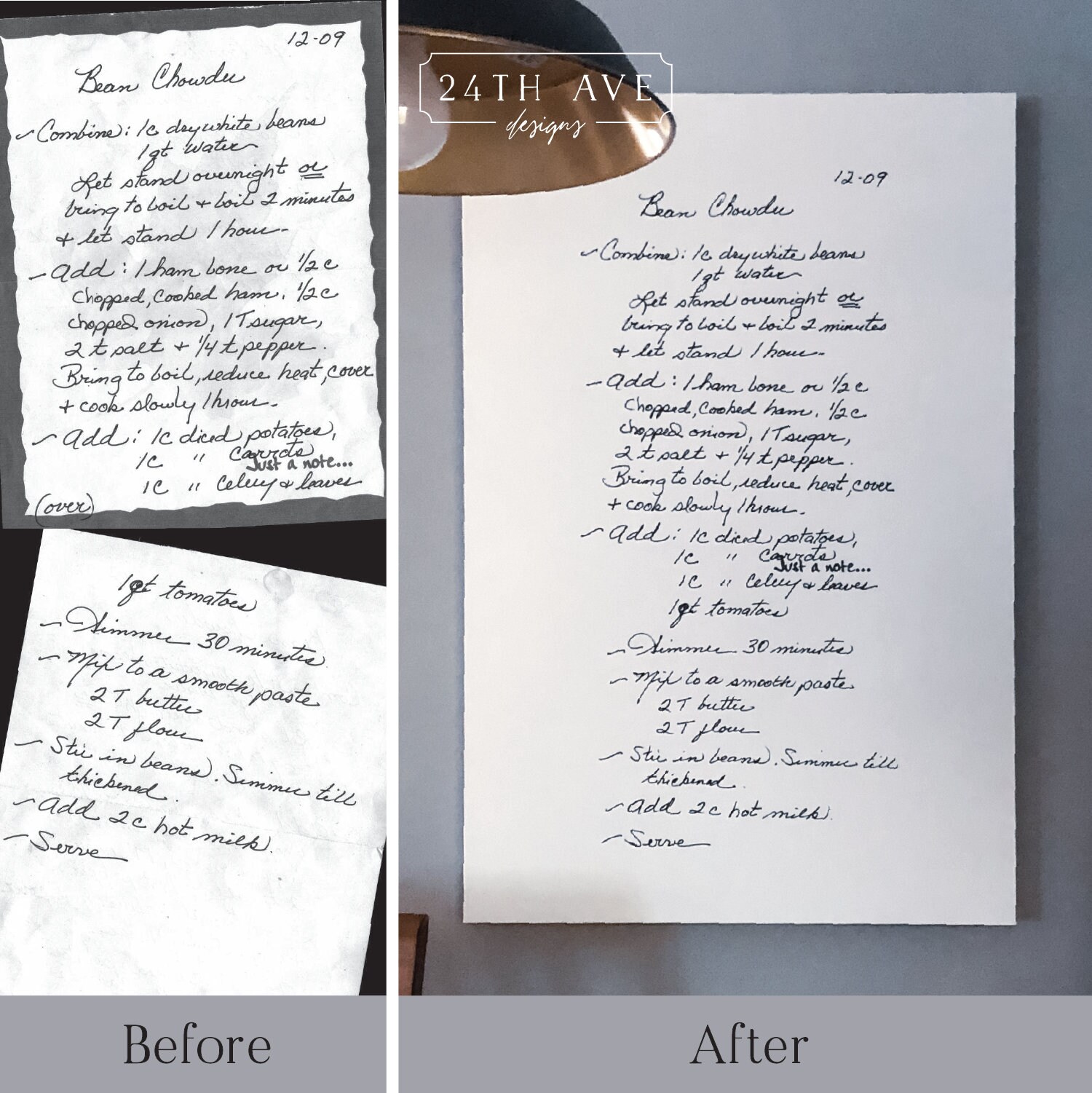 Handwritten Family Recipe Canvas Handwritten Gift - Etsy