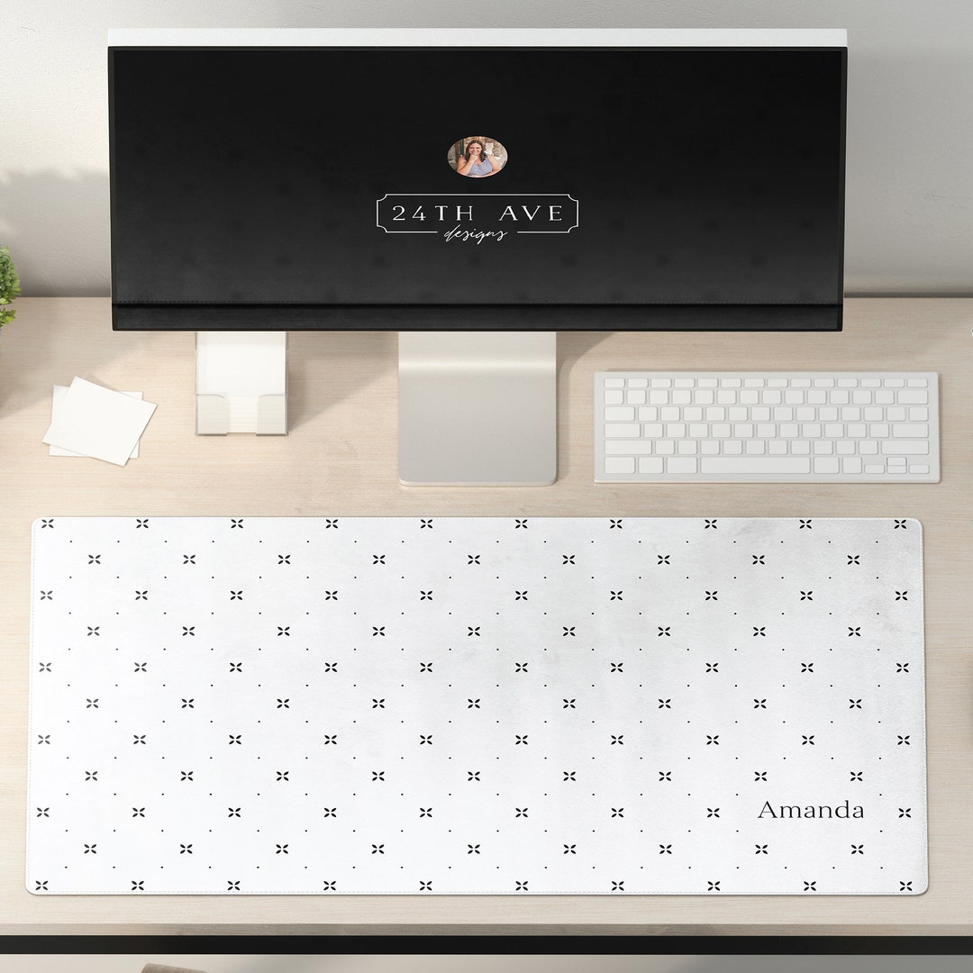Minimal Desk Mat -minimal Back and White Design - Personalized Desk Mat ...