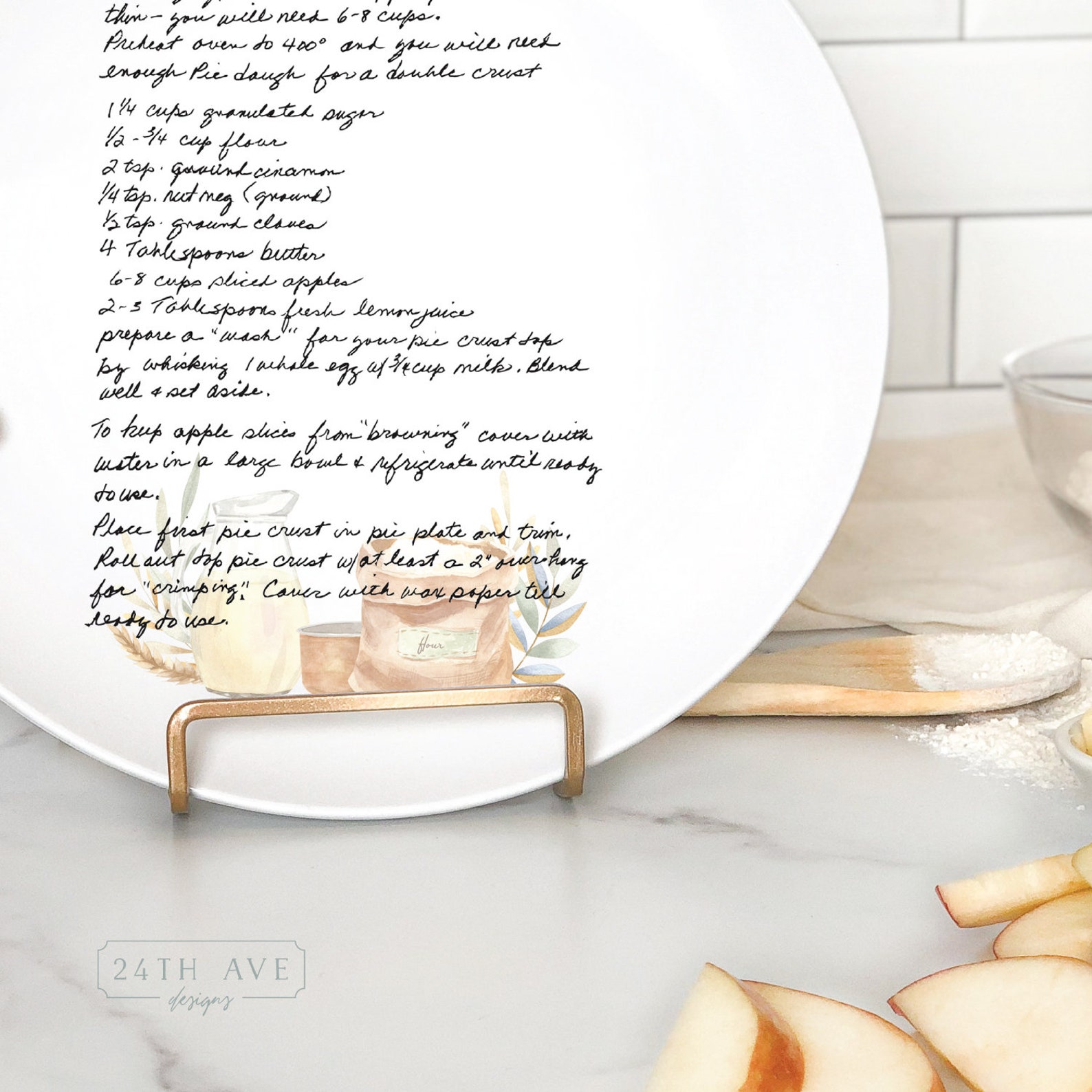 Handwritten Recipe Plate - Recipe Plate With Watercolor Ingredient ...