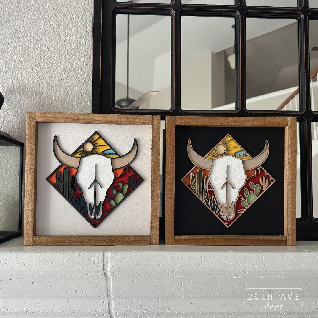 Boho Skull Wood Sign, 3d Wood Sign. Laser Cut Boho Sign, Southwestern ...