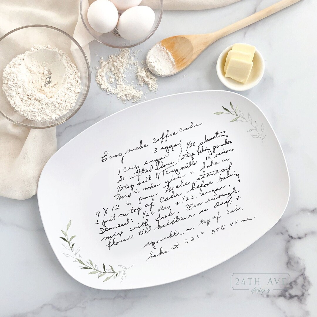 Recipe on Platter - Recipe Platter With Leaf Boarder - Handwritten ...
