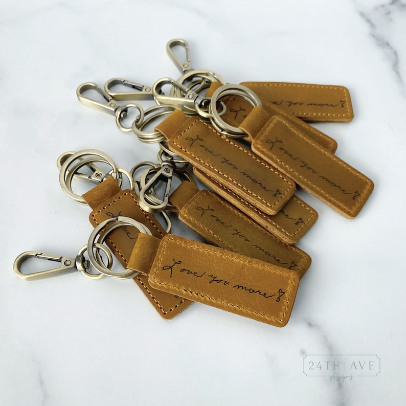 Personalized Leather Keychain Handwriting Engraved on - Etsy