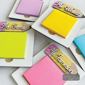Teacher Post It Note Holder With Note Pad, Personalized Post It ...