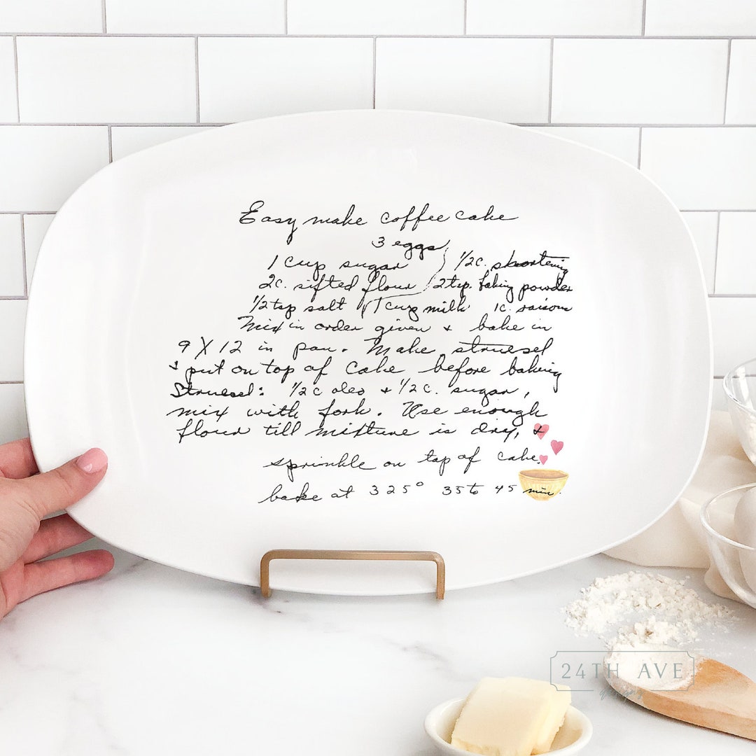 Handwritten Recipe Platter - Recipe Plate Heart and Bowl Design ...