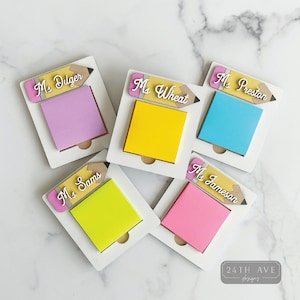 Teacher Post It Note Holder With Note Pad, Personalized Post It ...