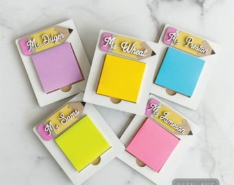 Personalized Post It Note Pad Holder Teacher - Etsy
