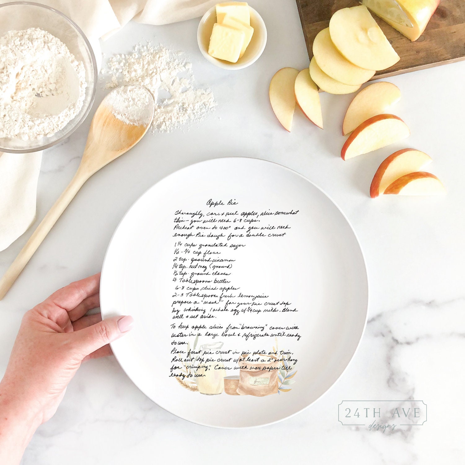 Handwritten Recipe Plate - Recipe Plate With Watercolor Ingredient ...