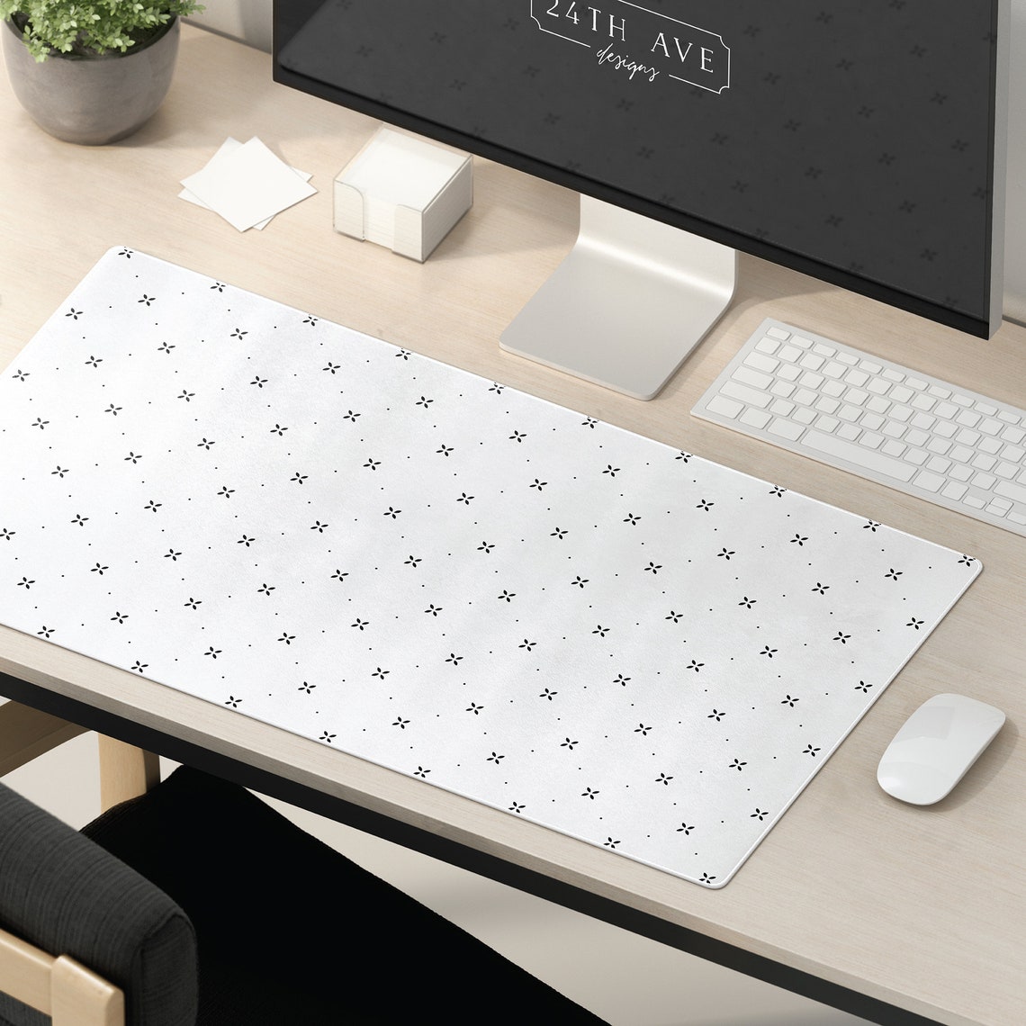 Minimal Desk Mat Minimal Back and White Design Personalized | Etsy