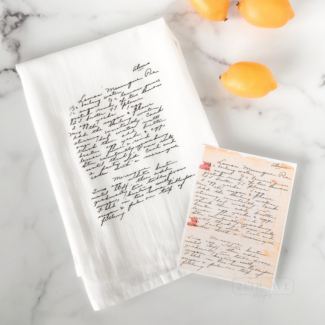 Family Recipe Tea Towel - Dish Towel - Handwritten Gift (flour Sack Tea ...