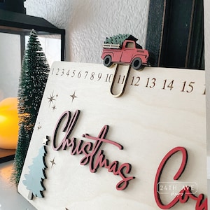 Personalized Christmas Countdown Calendar, Red Truck Christmas Countdown, Christmas Countdown ...