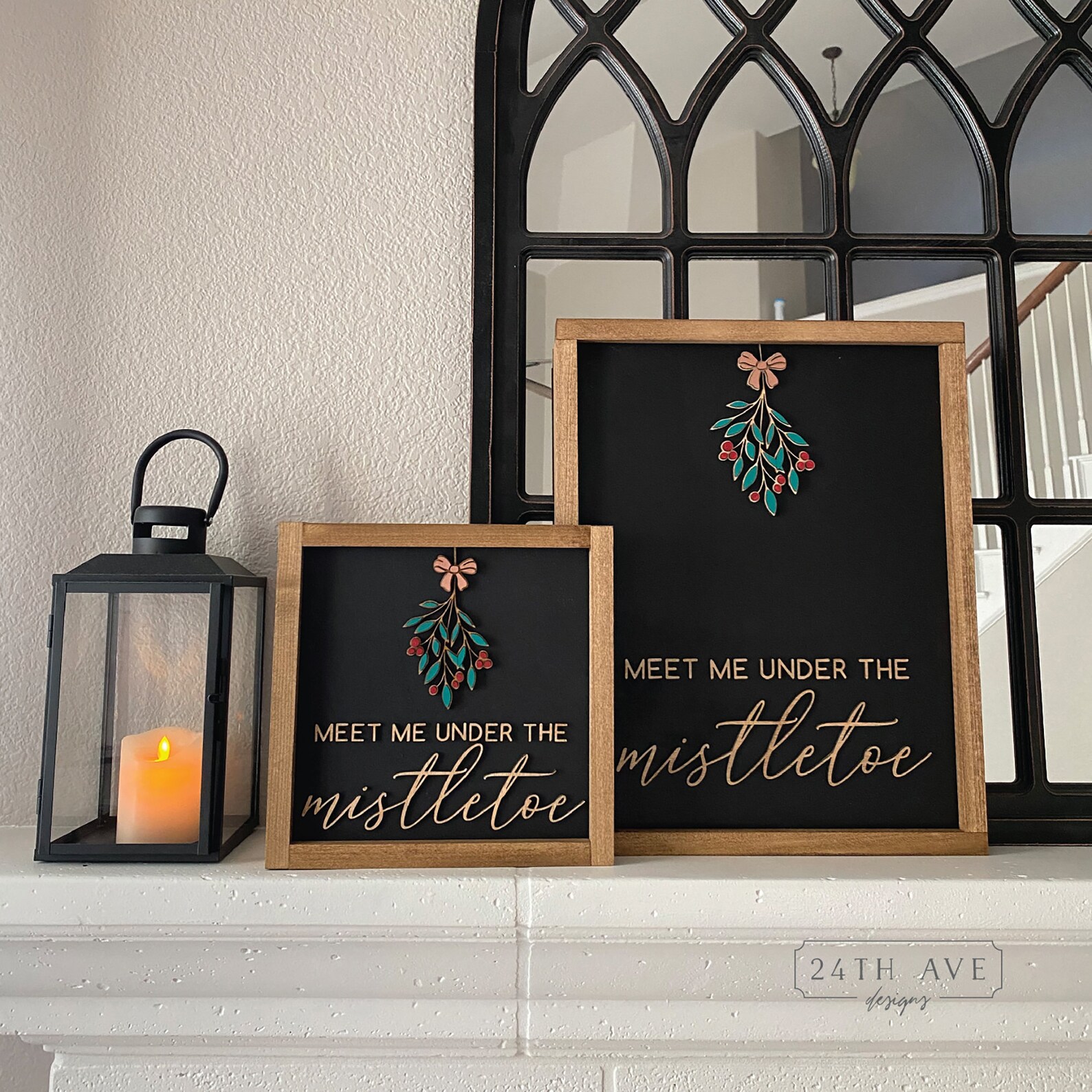 Meet Me Under the Mistletoe 3D Wood Sign, Christmas Sign, Colorful ...