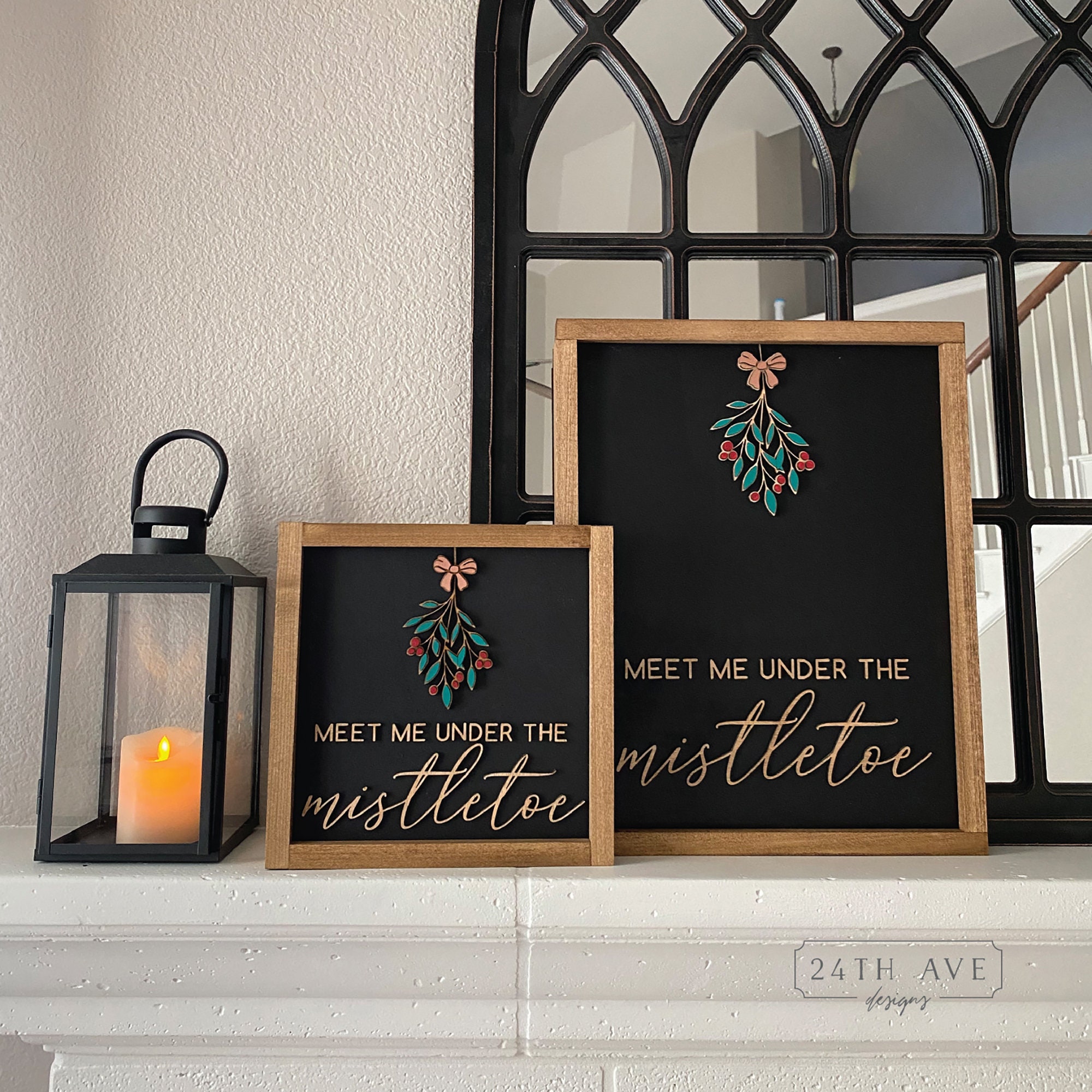 Meet Me Under the Mistletoe 3D Wood Sign, Christmas Sign, Colorful ...