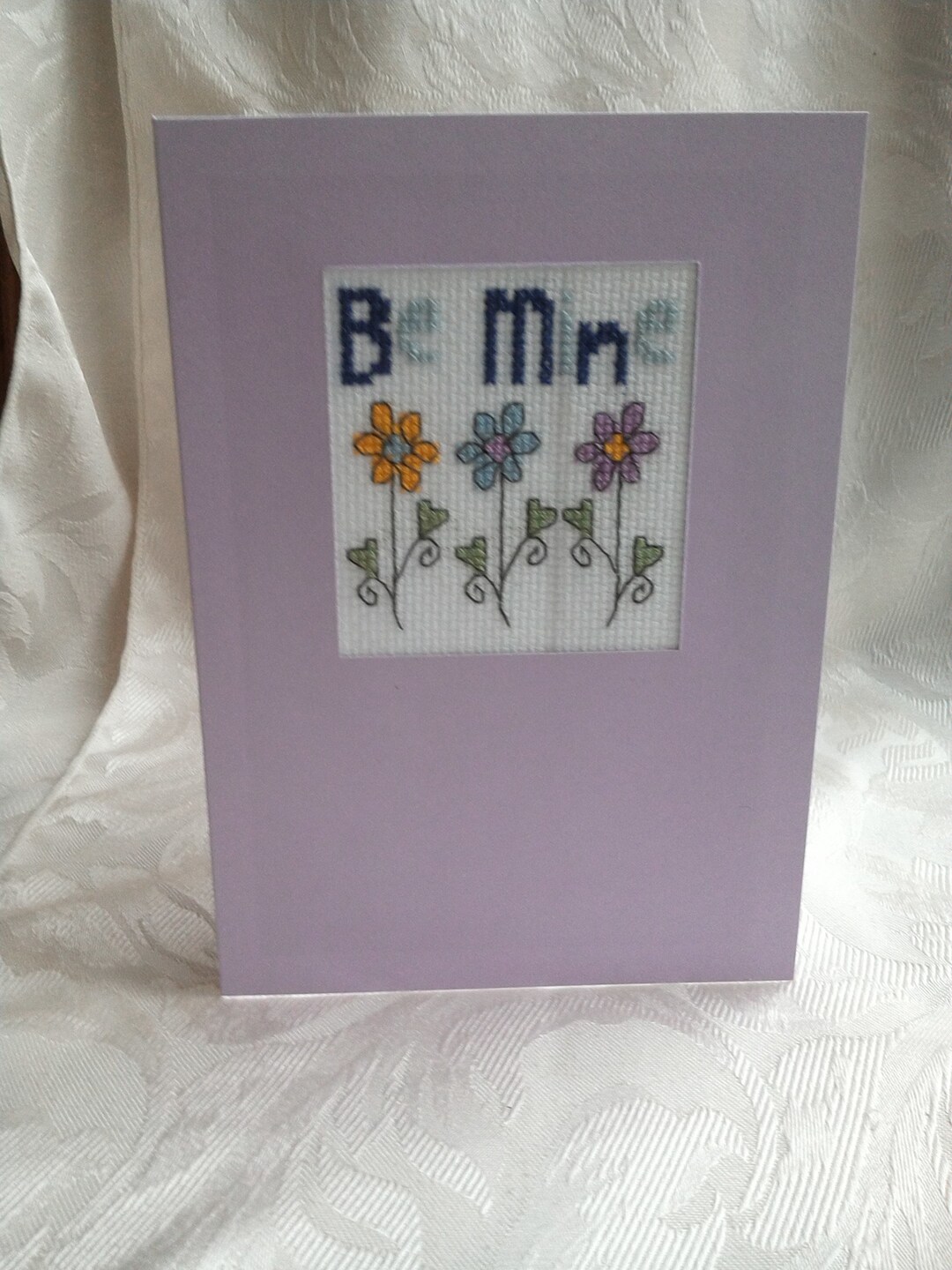 Handstitched Cross Stitch Love Cards With Envelopes - Be Mine and I ...