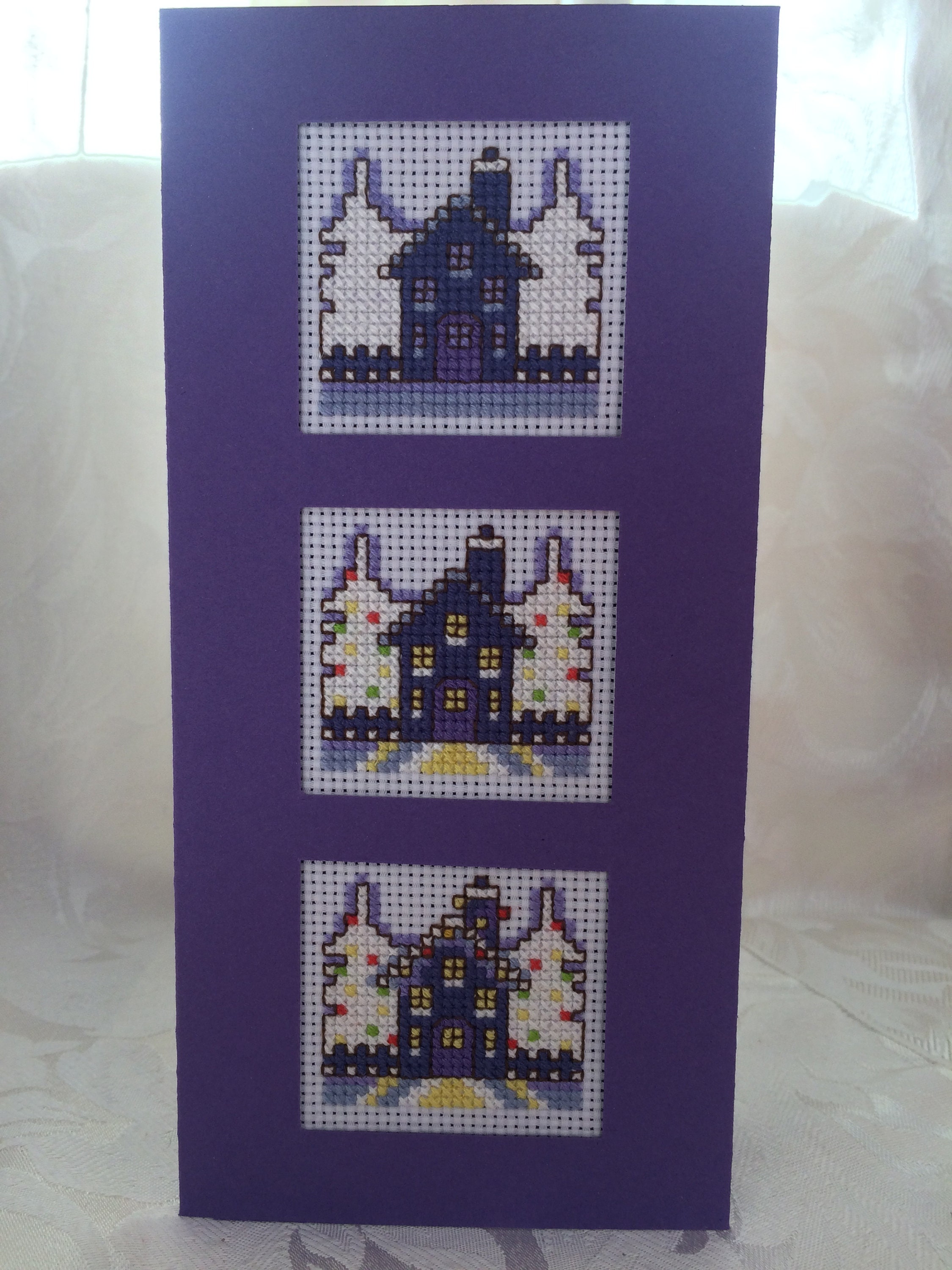Handstitched Cross Stitch Christmas Cards With Envelopes and Tags ...
