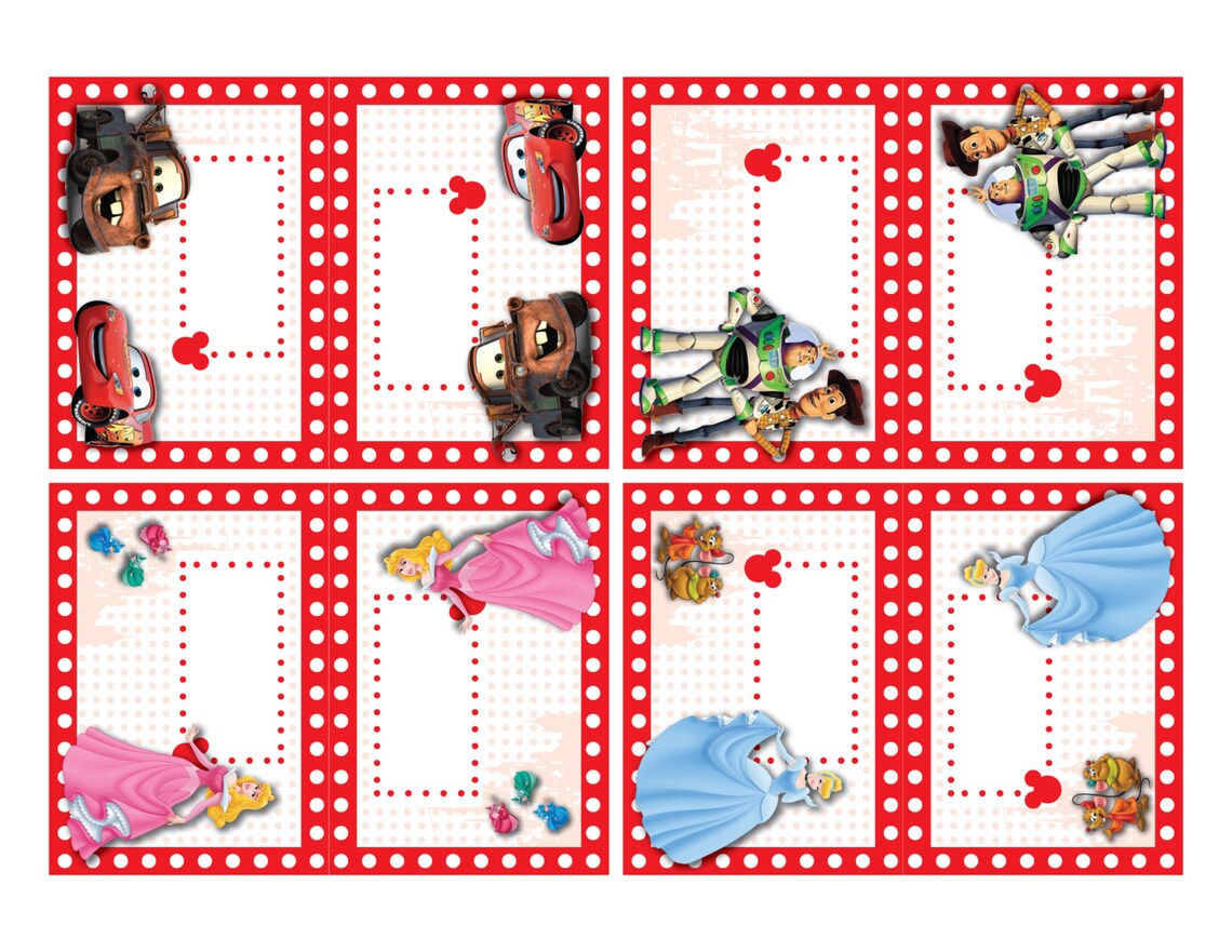 Food Table Labels Children's Favorite Disney Characters - Etsy