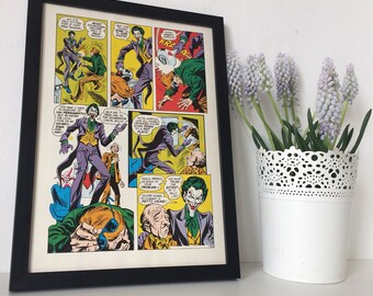Retro Batman Comic Frame Vintage Joker Poster Framed Wall | Etsy